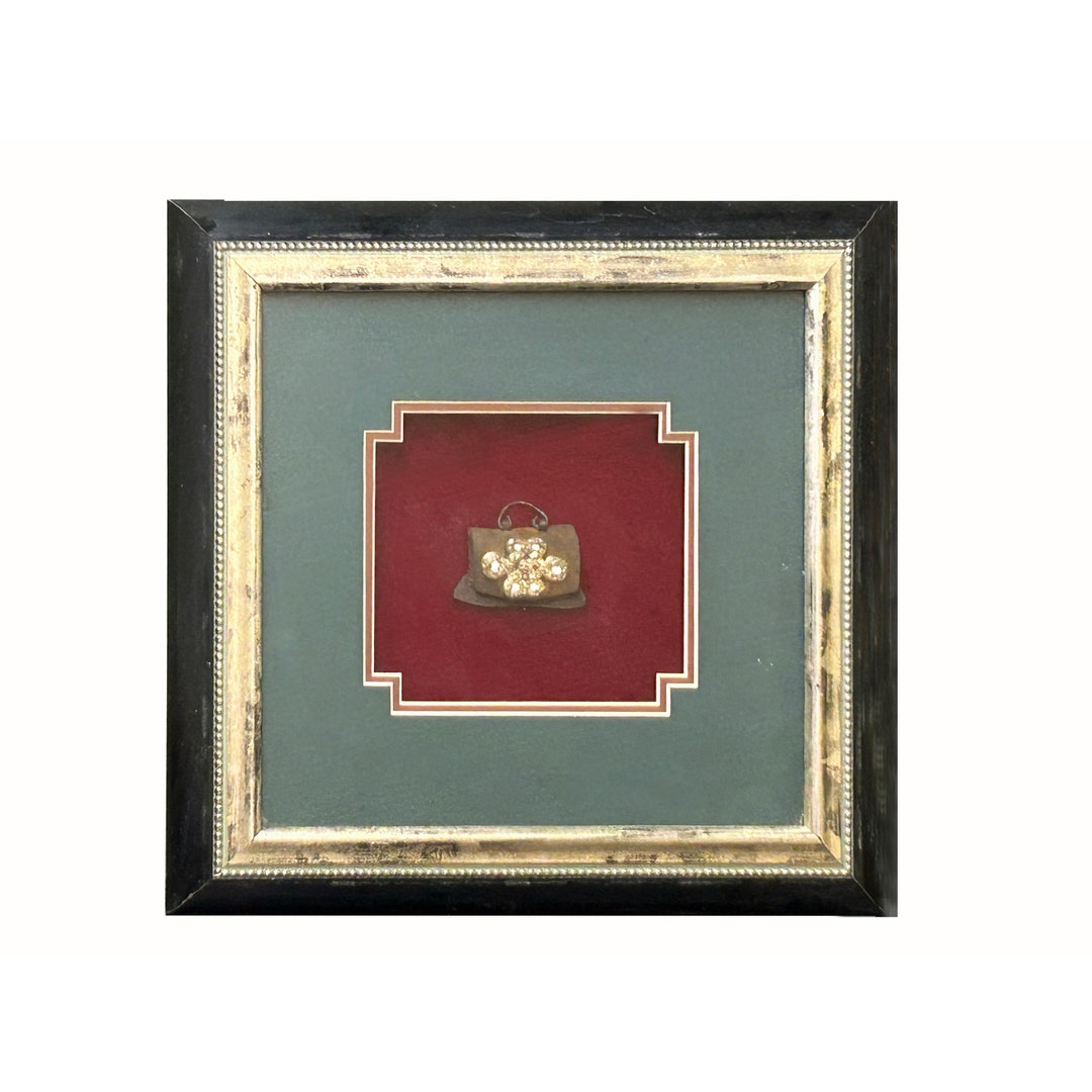 Vintage Oriental Flint Pouch Infinite Knot Display With Frame Wall Art ...