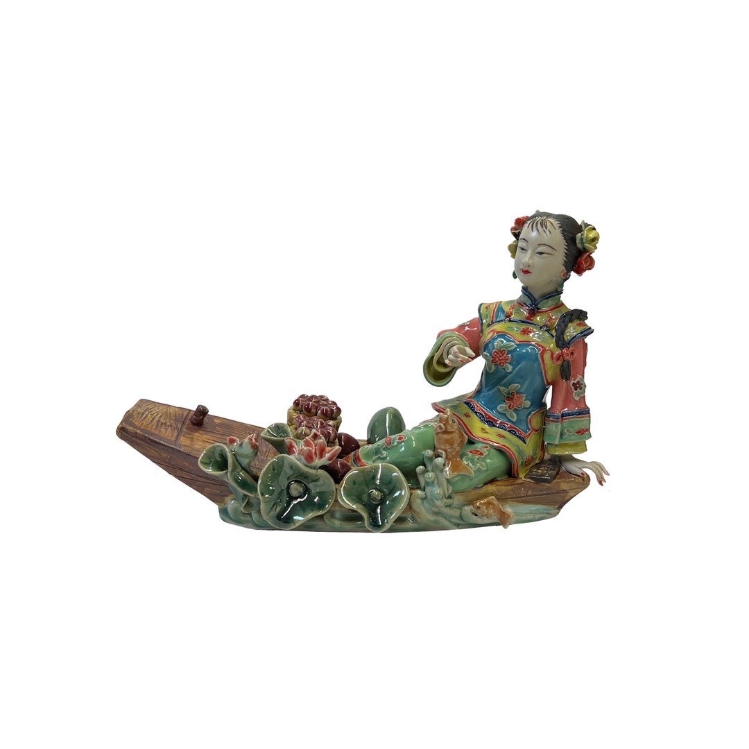 Chinese Oriental Porcelain Qing Style Dressing on Boat Lady - Etsy