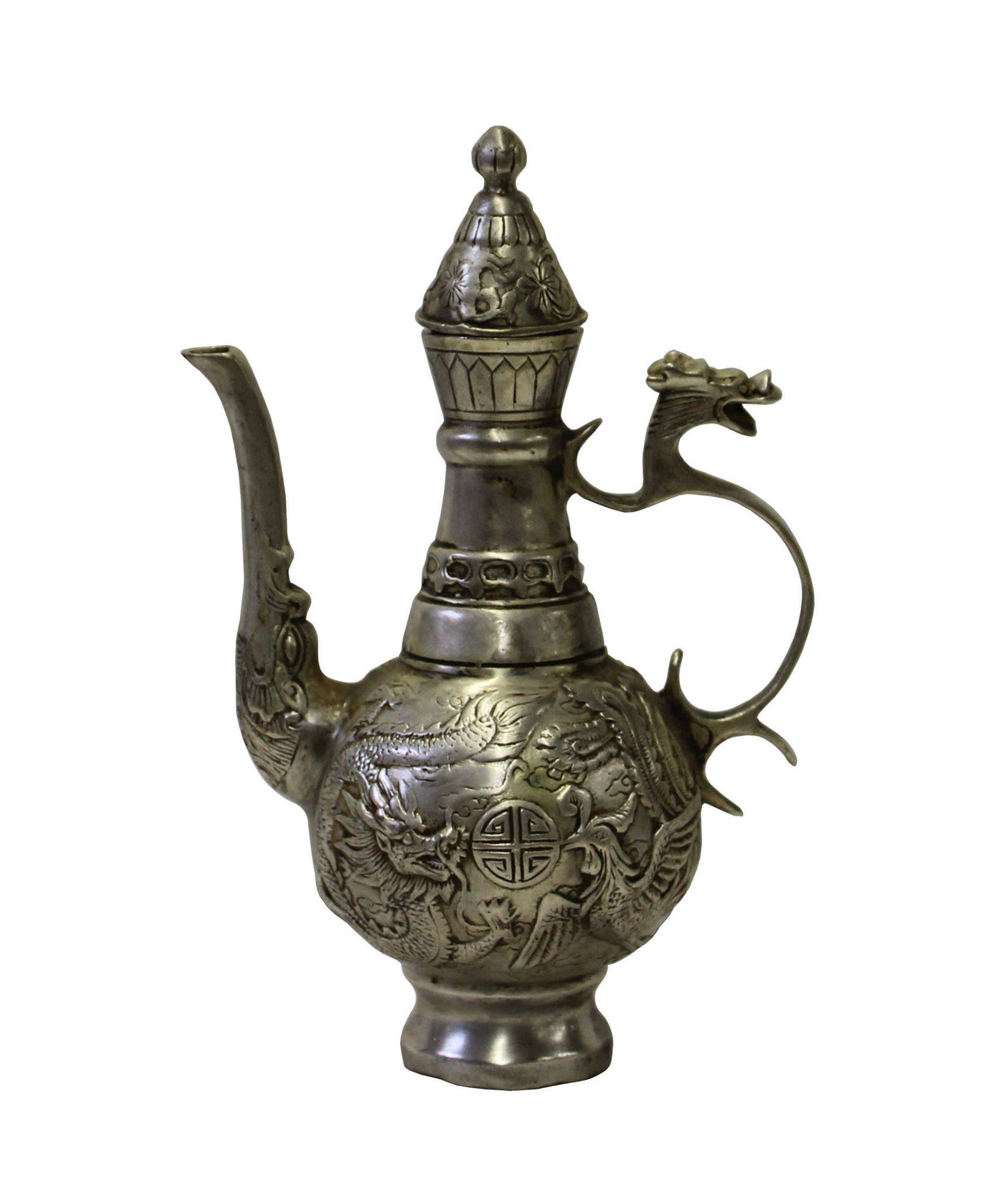 Chinese Handmade Metal Silver Color Jar Shape Teapot Display - Etsy