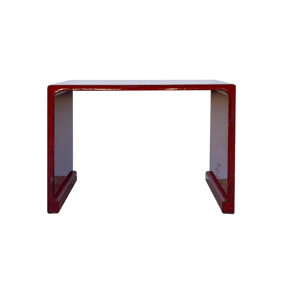 Gloss Brick Blood Red Lacquer Rectangular Console Foyer Side Table ...