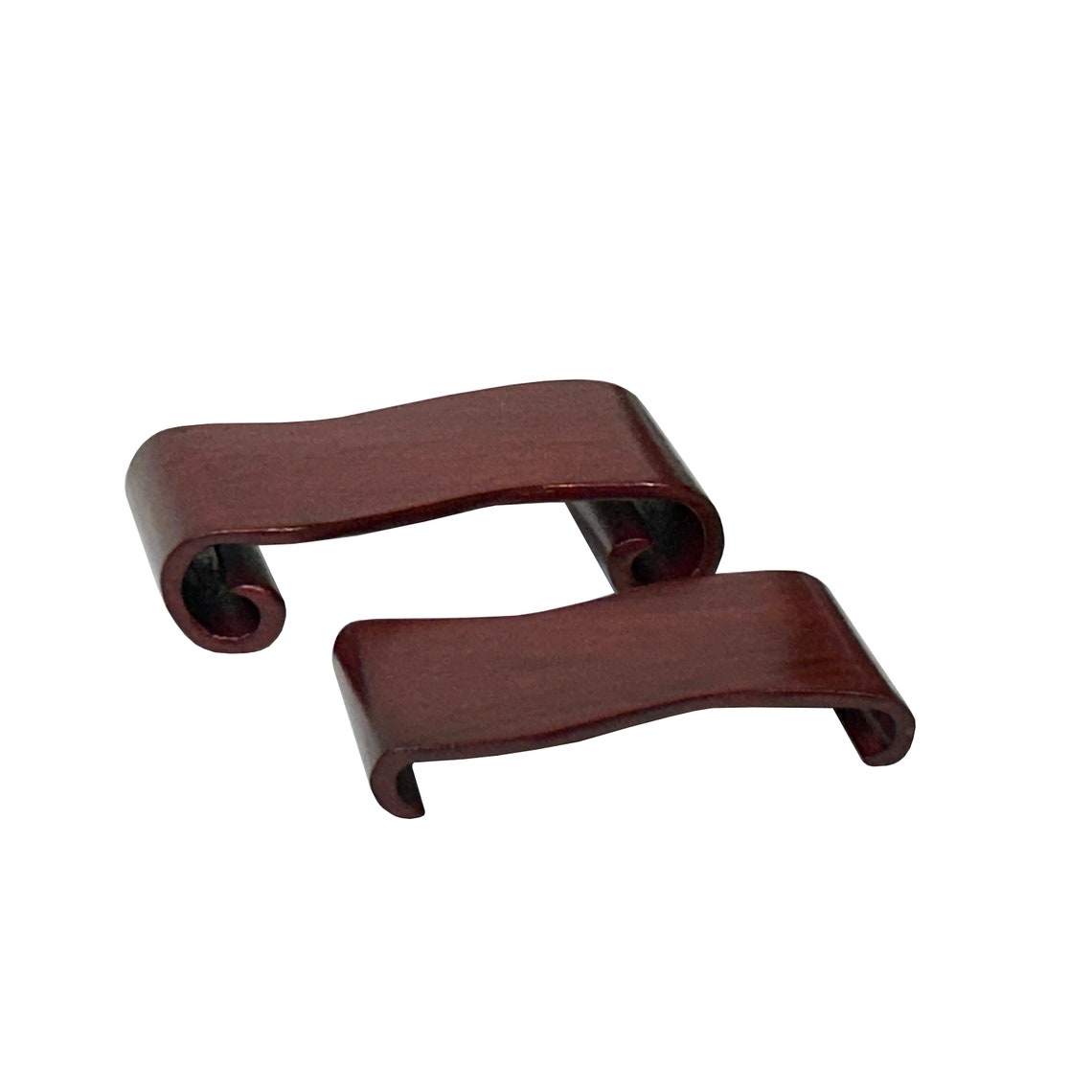 3.25" Set 2 Brown Wood Scroll Legs Rectangular Display Stand Riser ...