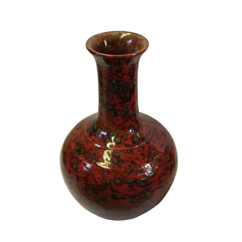 Chinese Handmade Ox Blood Red Marks Ceramic Accent Vase Ws342e | Etsy