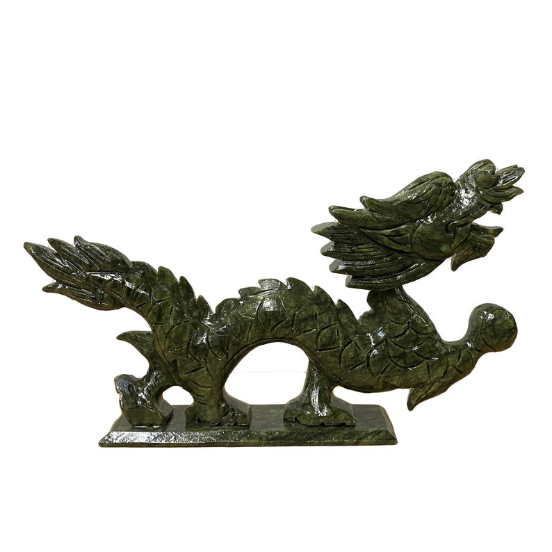 Chinese Green Stone Carved Dragon Fengshui Figure Large - Etsy