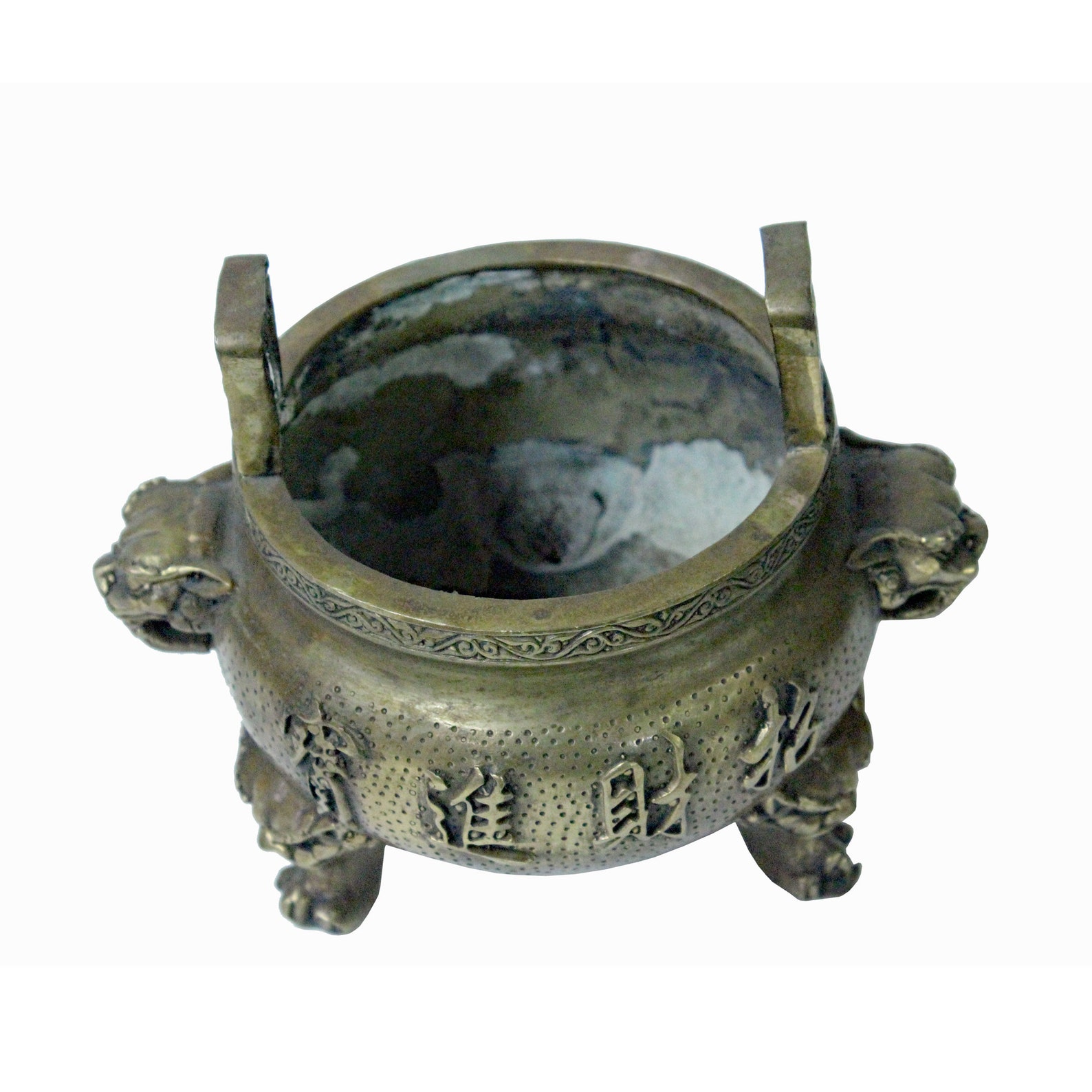 Chinese Oriental Rustic Bronze Color Metal Ding Display Figure Ws1000e ...