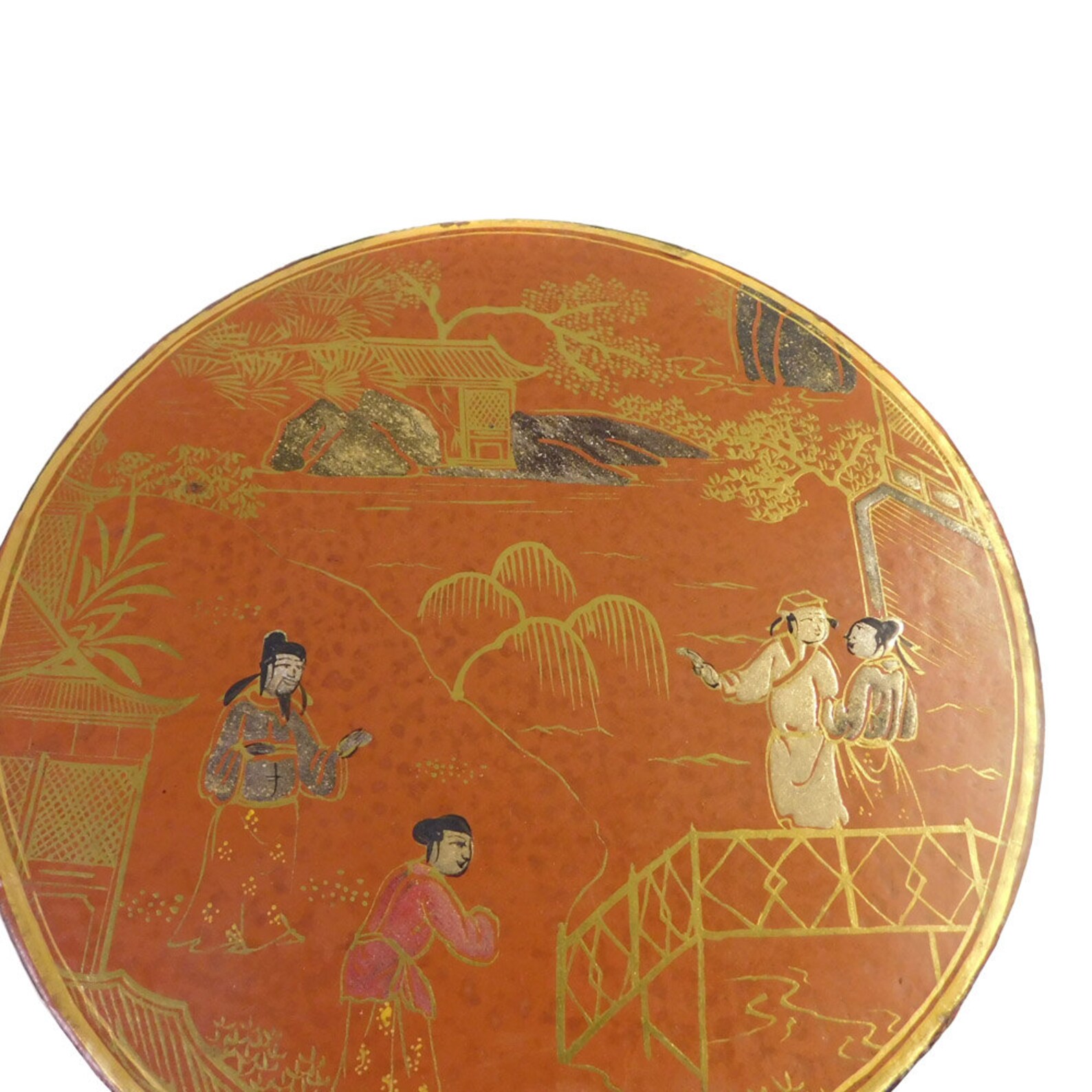 Chinese Brown Lacquer Scenery Painting Round Box Cs1649e - Etsy