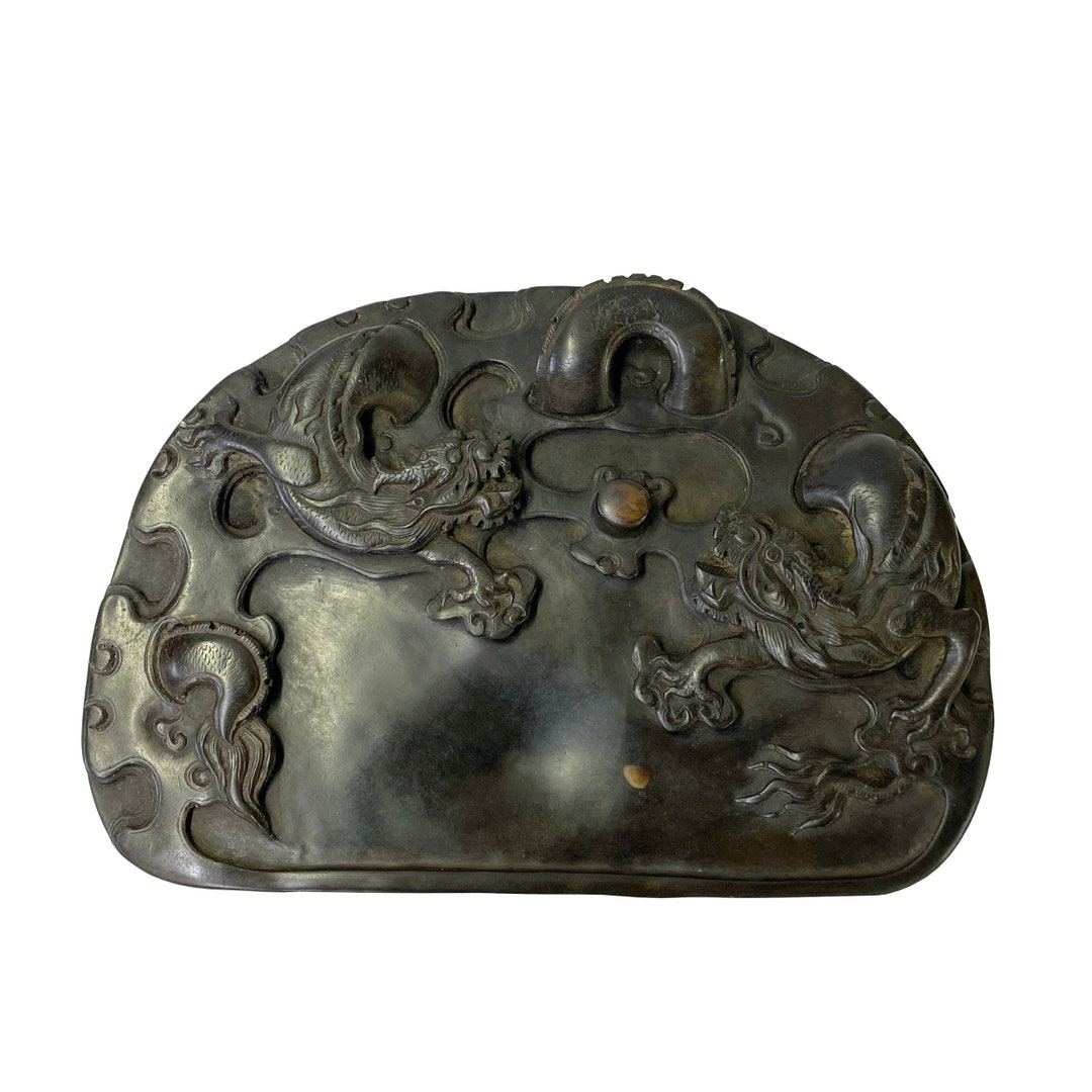 Chinese Oriental Black Color Dimensional Dragon Ink Well Pad Display ...