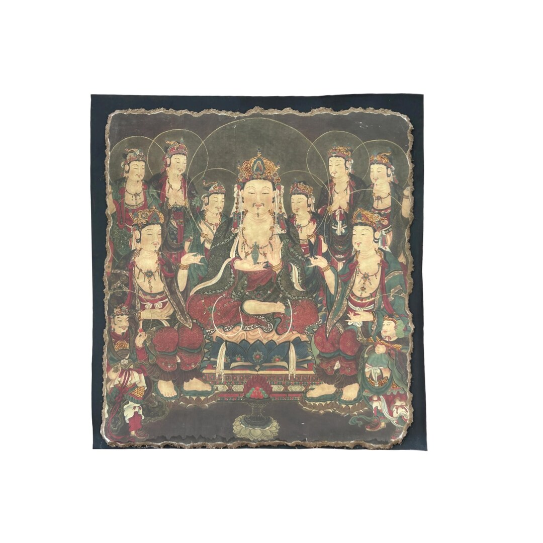 Oriental Tong Dynasty Style Bodhisattva Painting on Paper Mache Wall ...