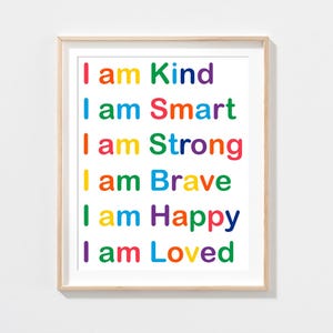 Inspirational Kid Quotes, Kindergarten Positive Affirmations Wall Art ...