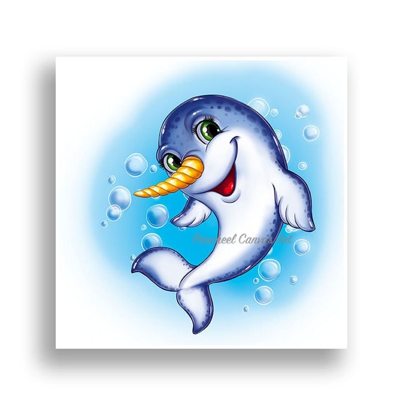 Narwhal Wall Art Arctic Animal Nursery Art Children Bathroom | Etsy