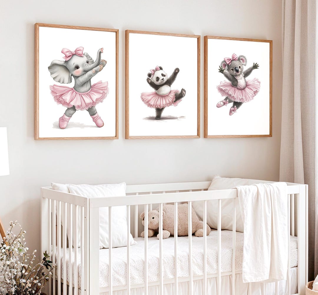 Animal Ballerina Set of 3, Ballet Toddler Wall Prints, Animals in Tutus ...
