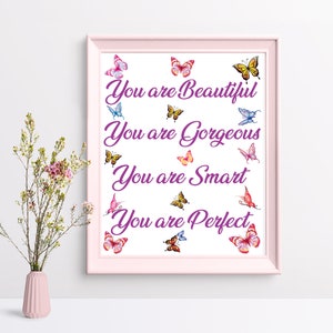 Butterfly Printable Wall Art, Inspirational Girl Quotes, Nursery Wall ...