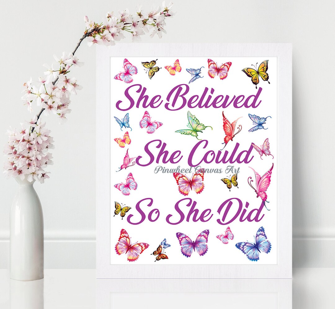 Butterfly Wall Art She Believed She Could so She Did - Etsy