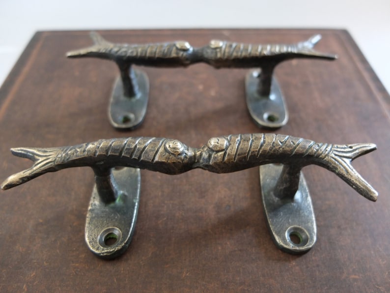 VINTAGE ANTIQUE STYLE Solid Brass Pair of Cabinet Door Handles, Drawer ...