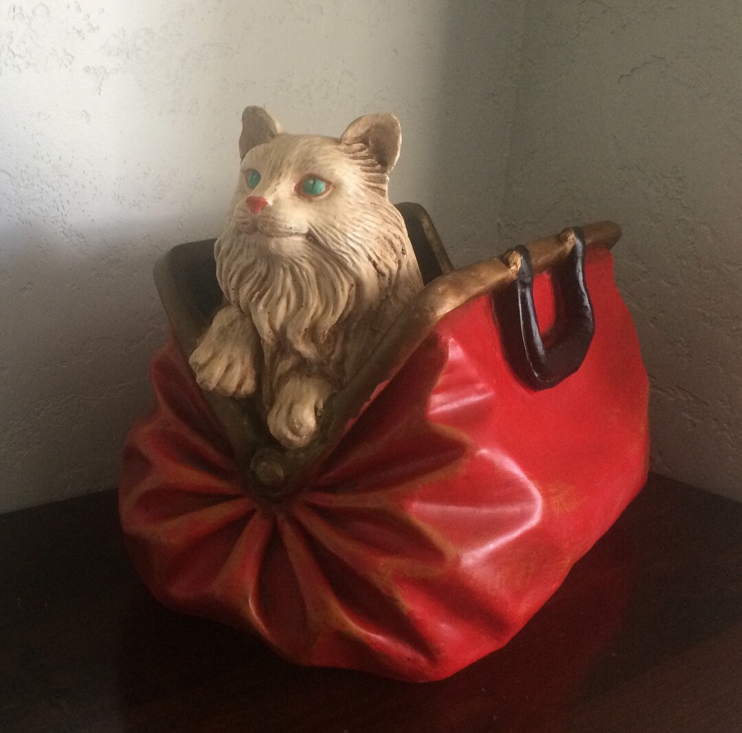 Vintage Jun Asilo Original Sculpture Signed Cat in Purse - Etsy Australia