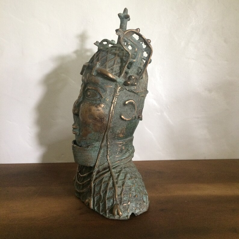 Rare African Benin Brass/bronze King Oba Bust Statue/figure - Etsy
