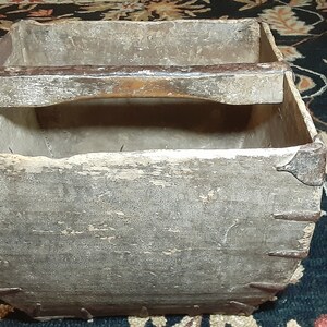 Primitive Antique Chinese Rice Measure Wooden Harvest Bucket Iron ...