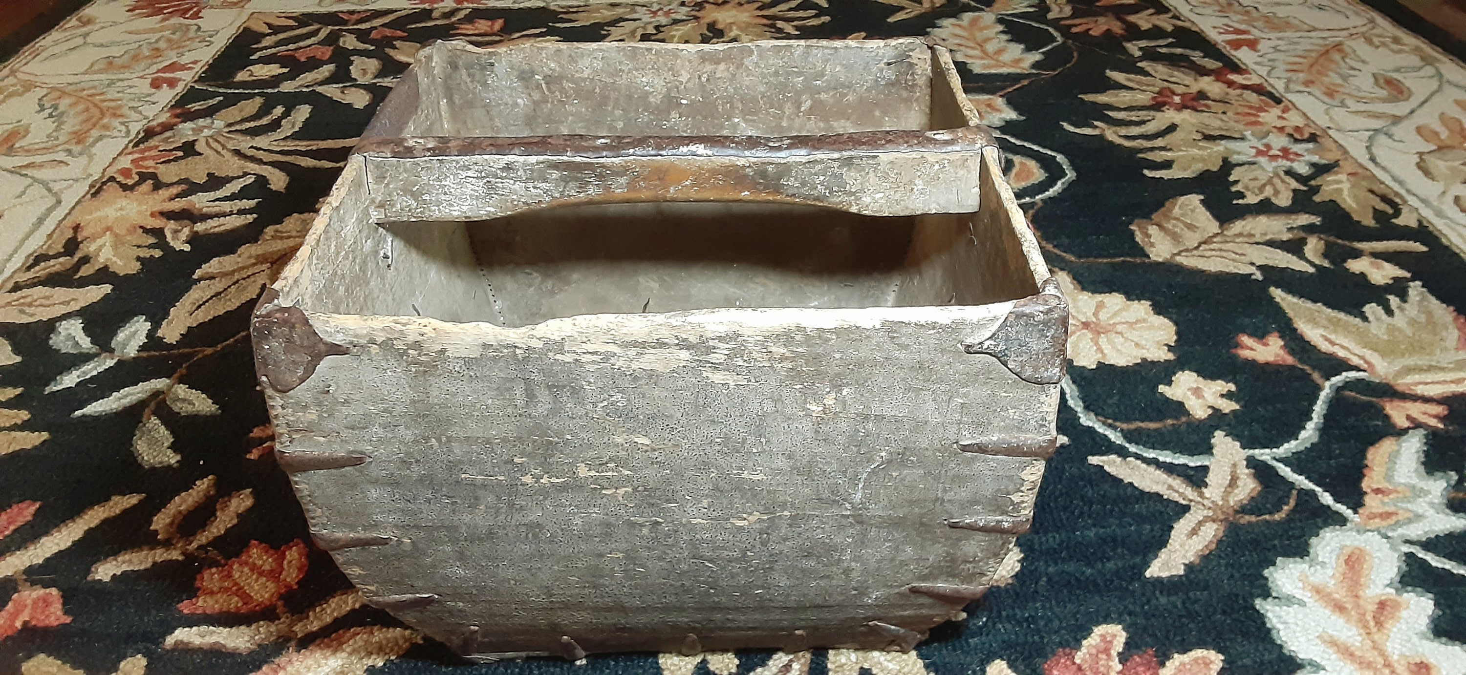 Primitive Antique Chinese Rice Measure Wooden Harvest Bucket Iron ...