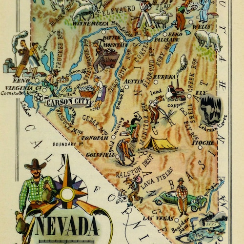 Oregon Original Vintage Pictorial Map small/postcard Size - Etsy