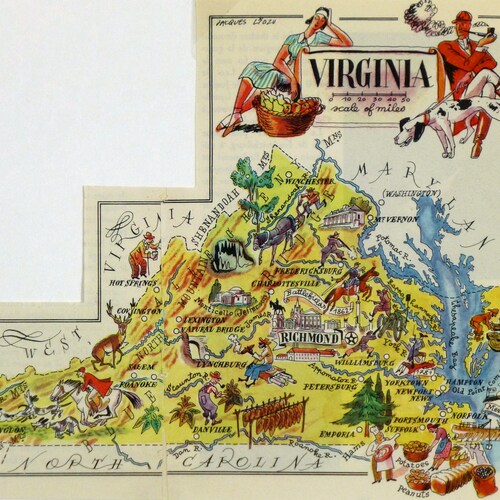 Tennessee Original Vintage Pictorial Map small/postcard Size - Etsy