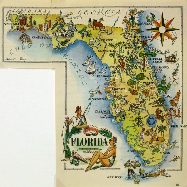 Old Florida Map - Etsy