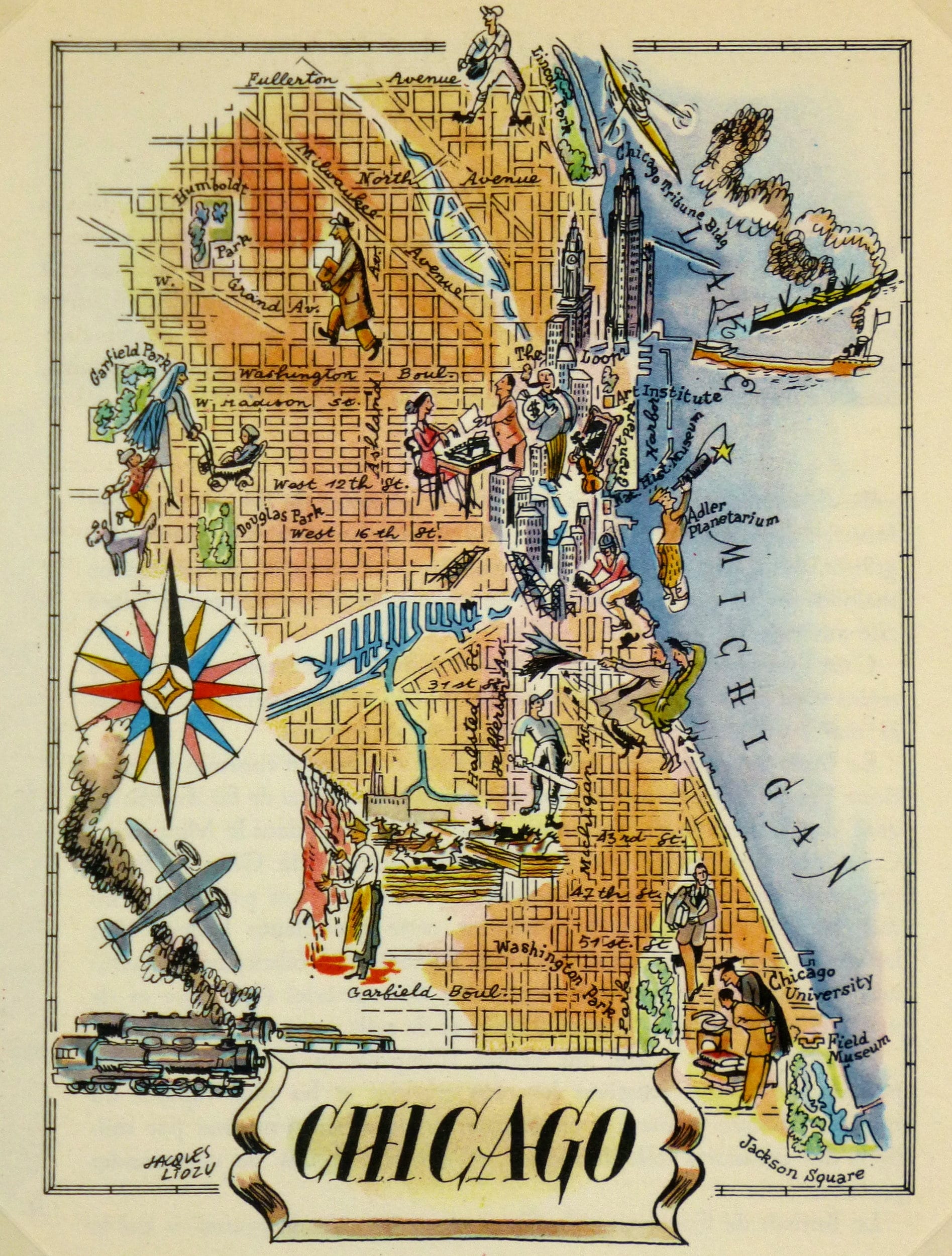 Chicago Original Vintage Pictorial Map small/index Card Size - Etsy