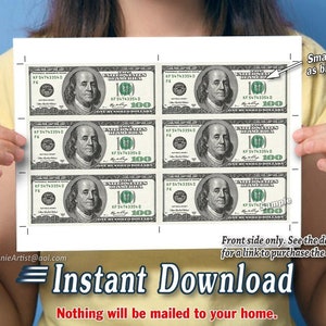 Printable SMALL Money Sheets With Cut Marks 6-per-page Cash Dollar ...