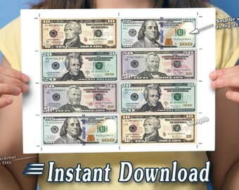 Printable SMALL Money Sheets With Cut Marks 15-per-page Dollar | Etsy