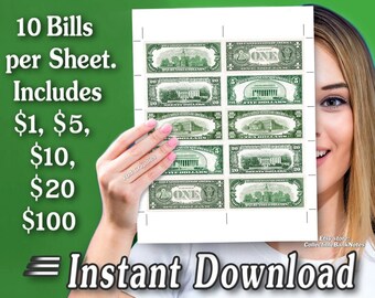 Printable SMALL Money Sheets With Cut Marks 6-per-page Cash | Etsy