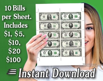 Printable SMALL Money Sheets With Cut Marks 6-per-page Cash | Etsy