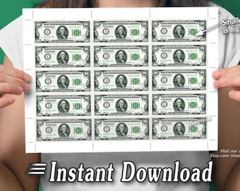 Printable SMALL Money Sheets With Cut Marks 10-per-page Cash - Etsy