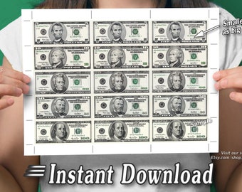 Printable SMALL Money Sheets With Cut Marks 15-per-page Dollar - Etsy