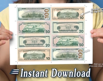 Printable SMALL Money Sheets With Cut Marks 15-per-page Dollar | Etsy