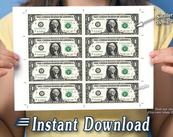 Printable SMALL Money Sheets With Cut Marks 15-per-page Dollar - Etsy