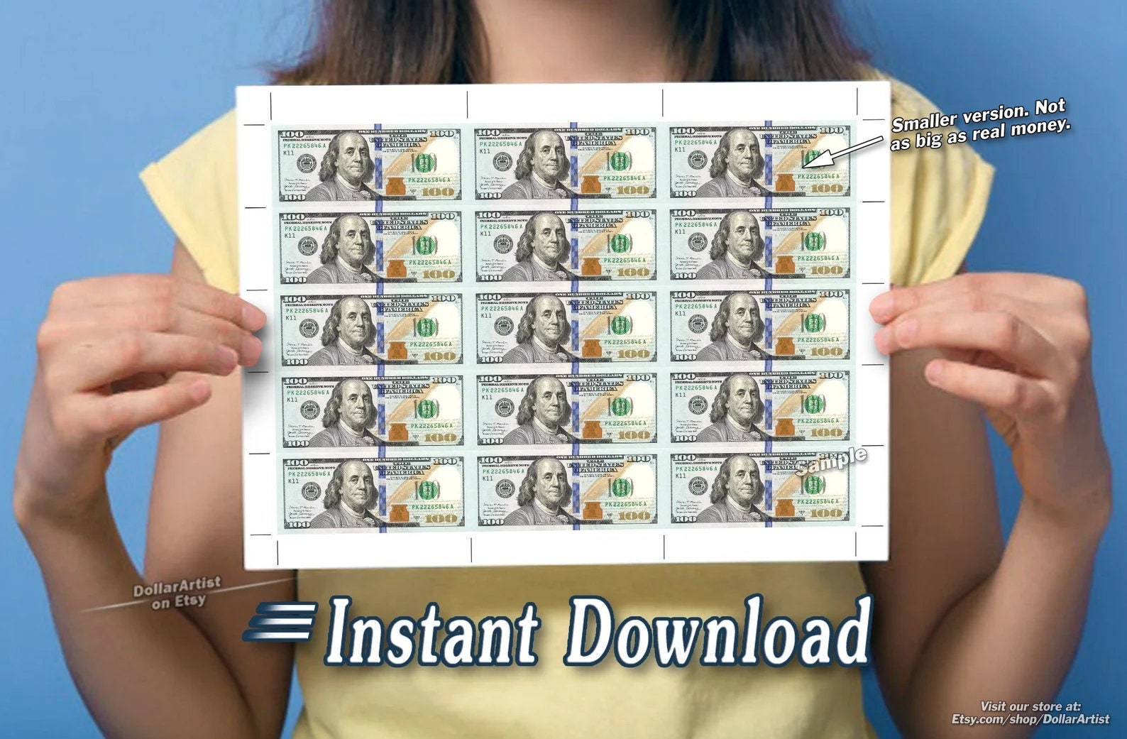Printable SMALL Money Sheets With Cut Marks 15-per-page Dollar - Etsy