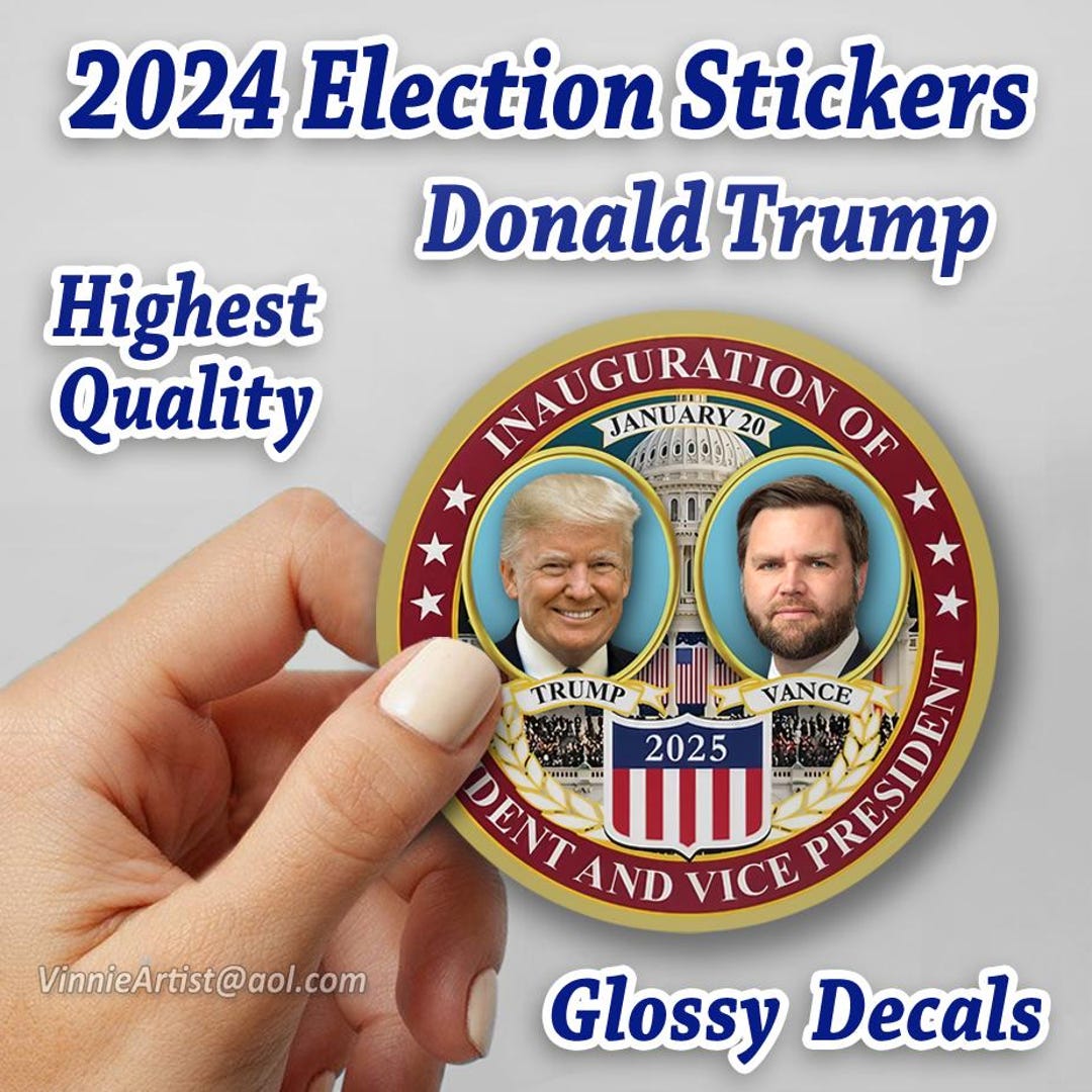 Donald Trump Inauguration Day Sticker Glossy Kiss Cut Decals Labels ...