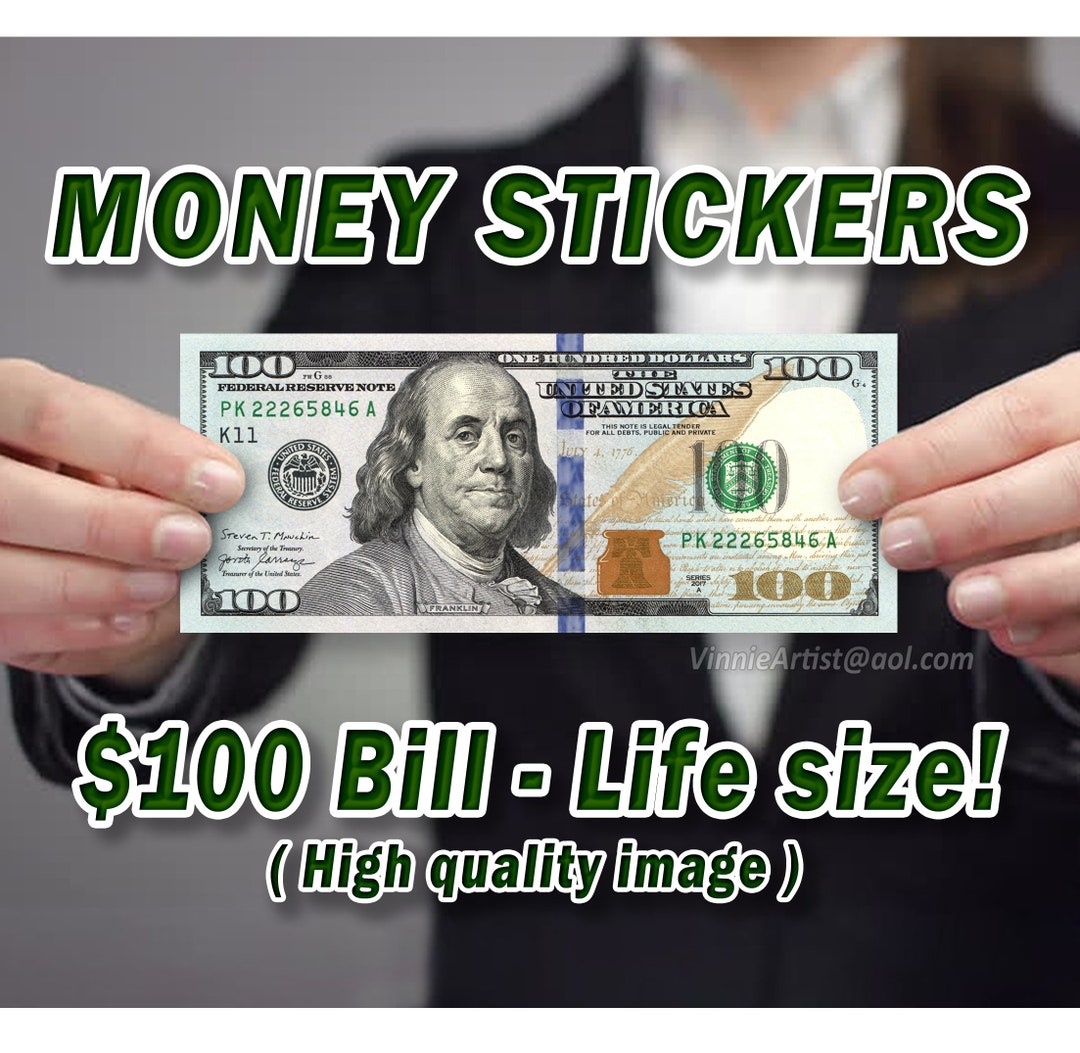 One1 Sticker Hundred Dollar Bill Design Glossy Decal High - Etsy