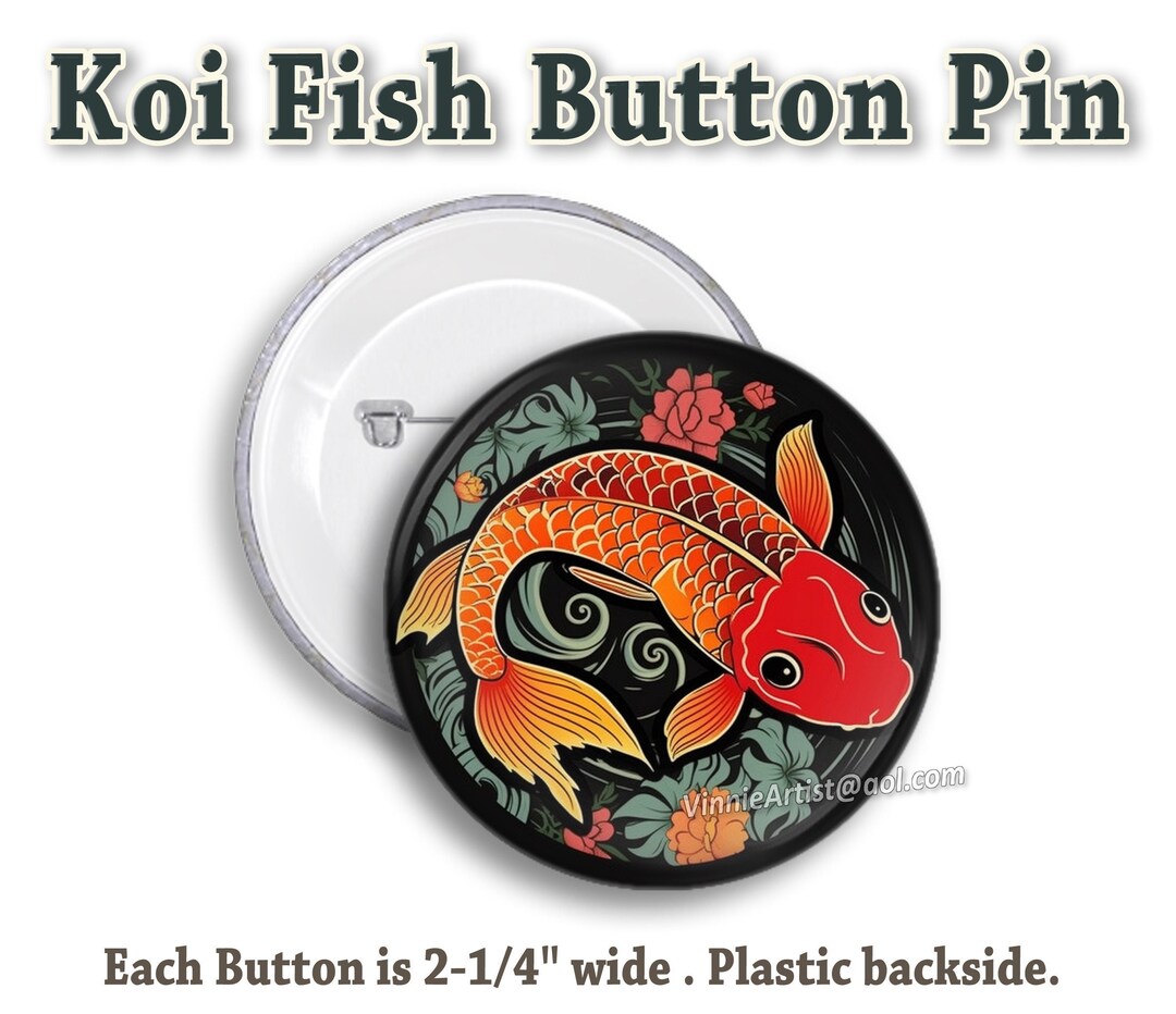 Beautiful Koi Fish BUTTONS Pin Back Pinback Buttons Badge - Etsy