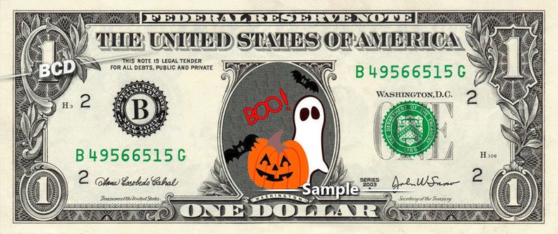 Halloween BOO on a Dollar Bill REAL Money Cash Happy - Etsy