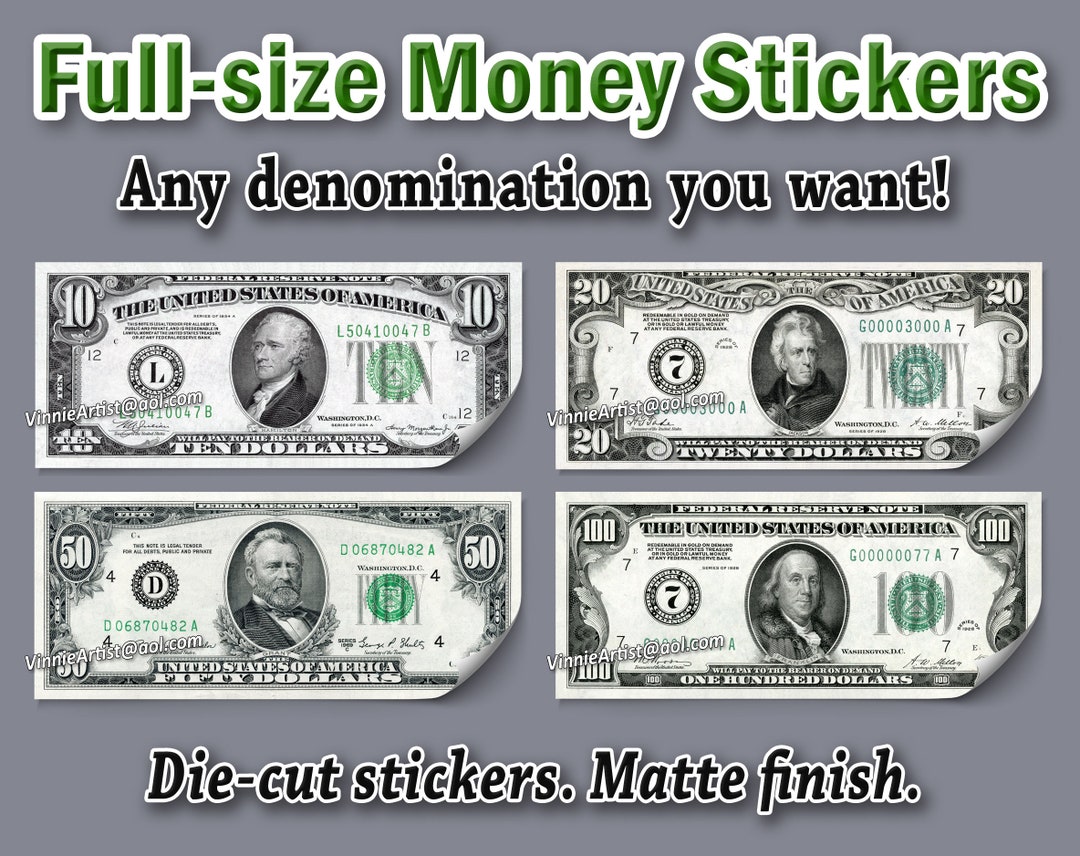 Full Size Money Stickers Money Dollar Bills Cash US Currency Decals - Etsy