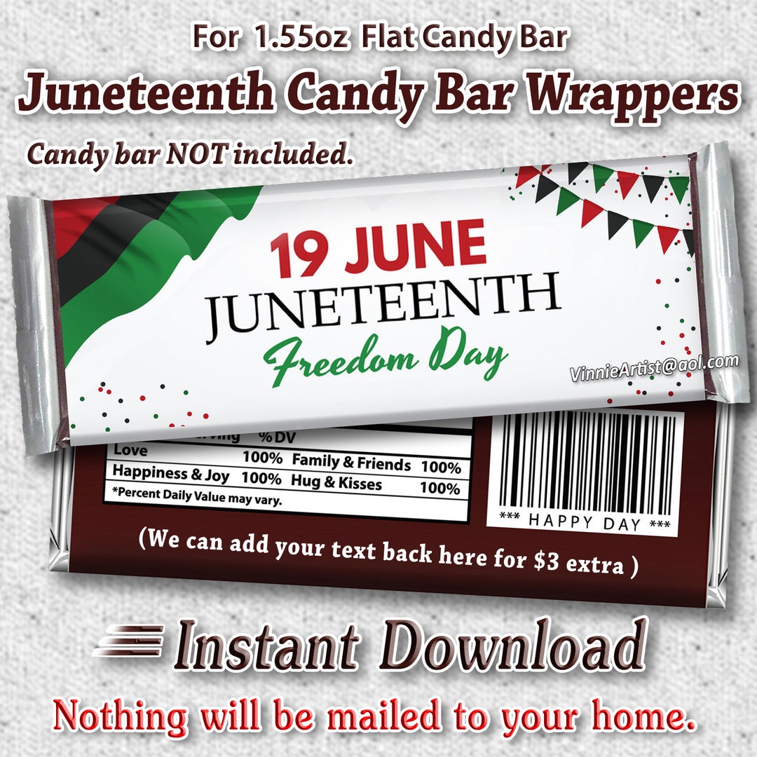 PRINTABLE Candy Bar Wrapper Juneteenth Day Chocolate Instant Download ...