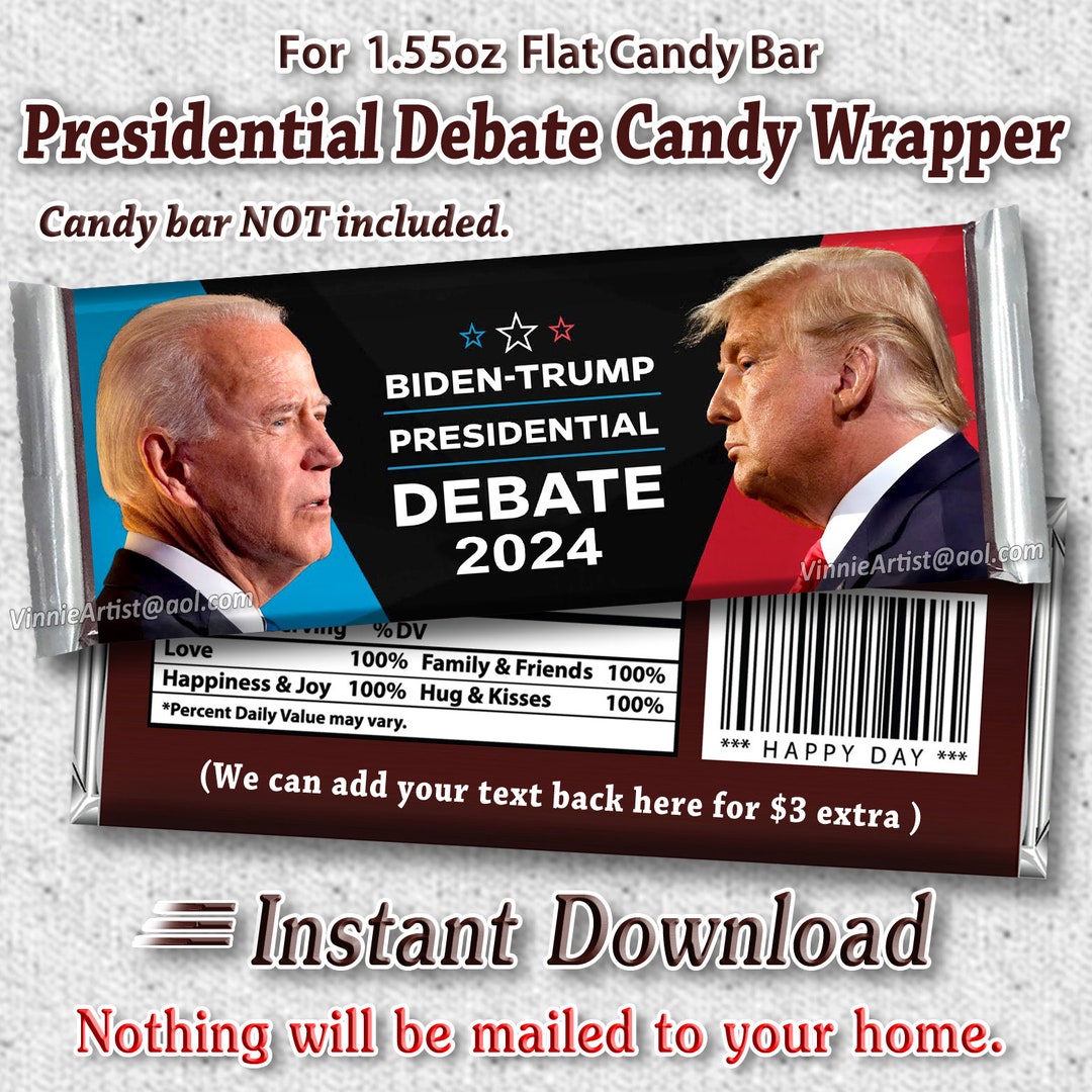 PRINTABLE 2024 Presidential Debate Trump Biden Candy Bar Wrapper ...