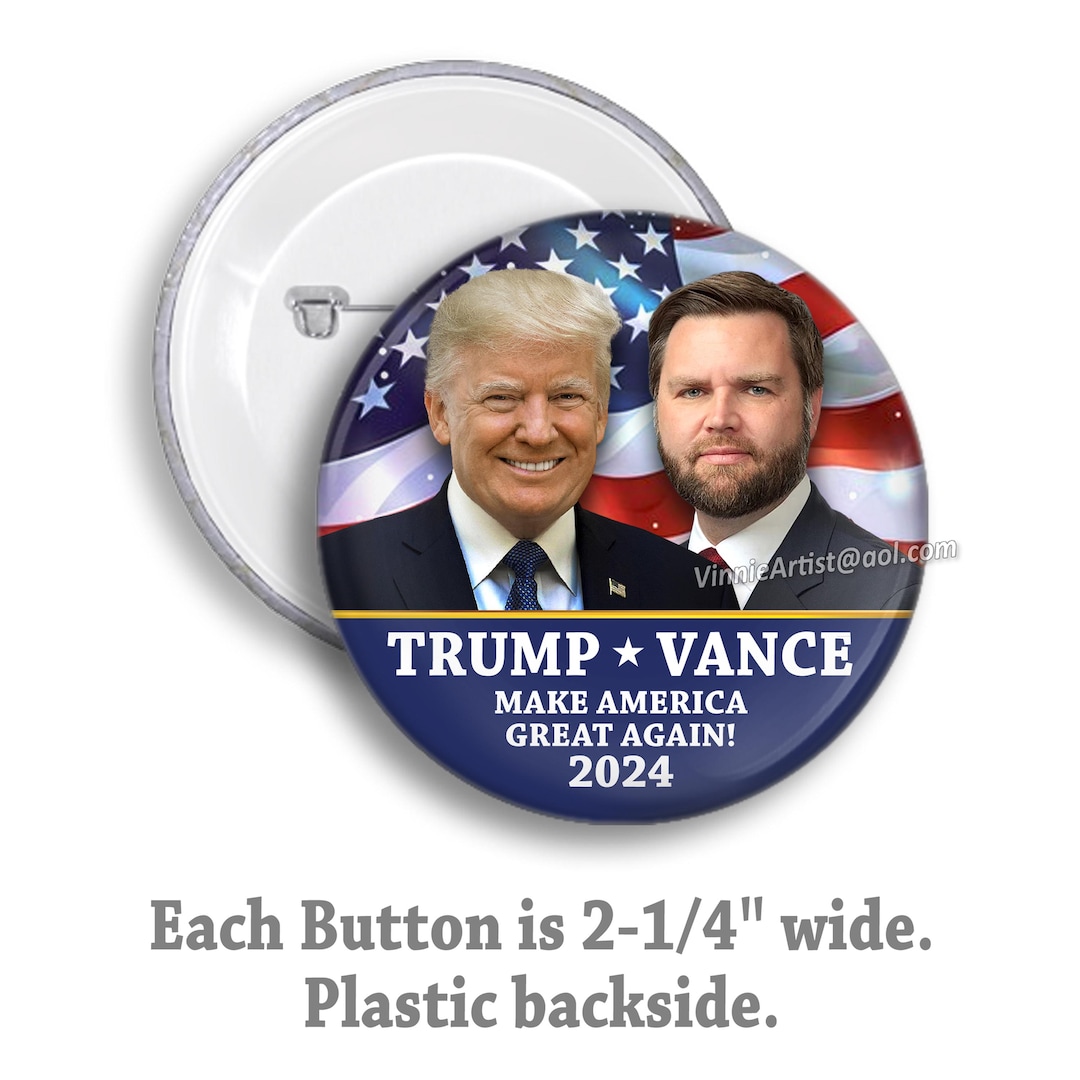Donald Trump & JD Vance 2024 MAGA Button, Political Button, Trump for ...