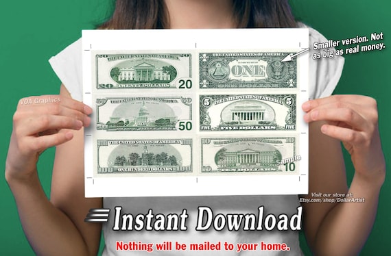 Printable SMALL Money Sheets With Cut Marks 6-per-page Cash - Etsy