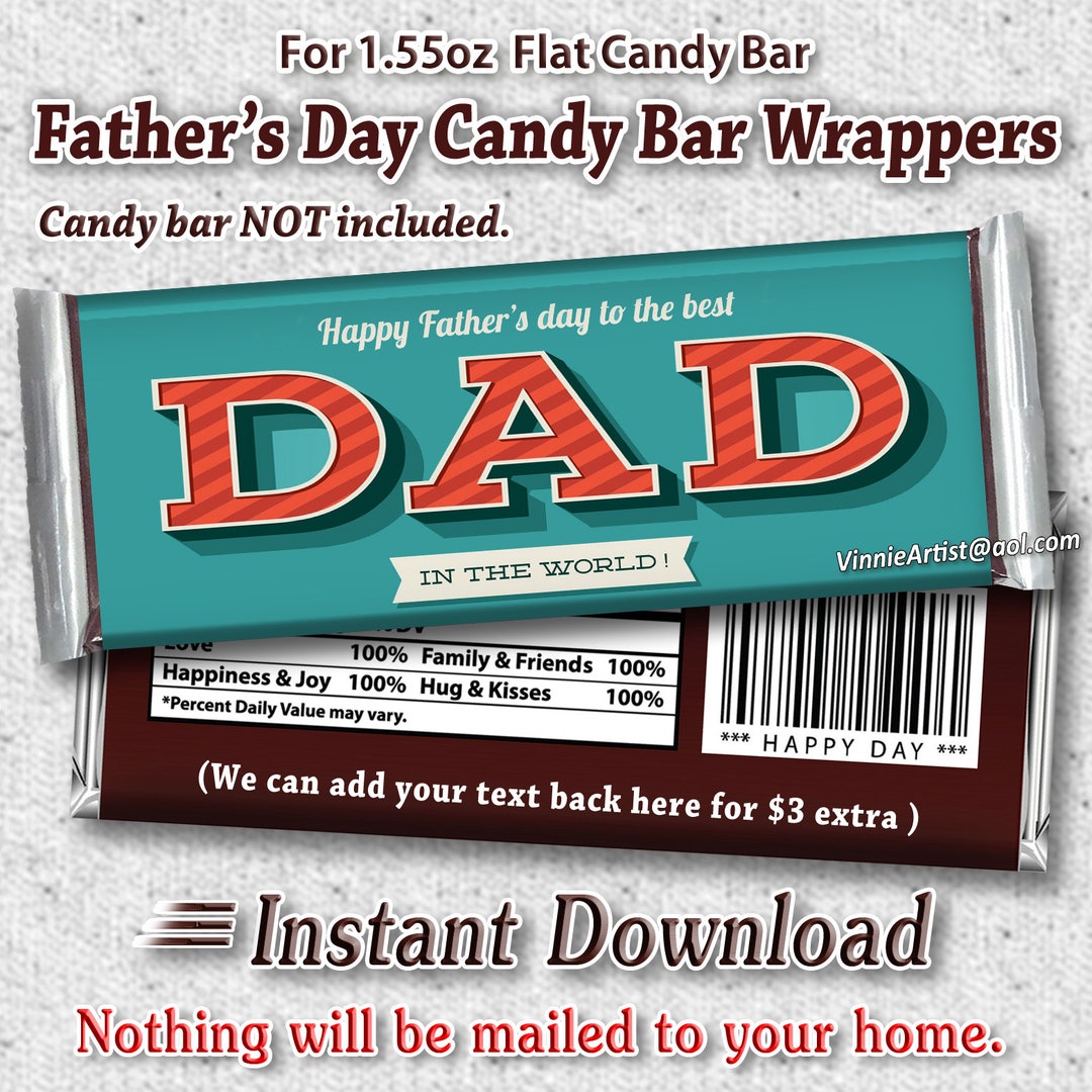 PRINTABLE Candy Bar Wrapper Father's Day Gift Happy Father's Day Candy ...