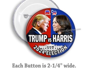 Kamala Harris BUTTON 2024 Presidential Candidate Pin Pinback Buttons ...