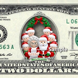 Santa Claus on a REAL Dollar Bill Mrs Elves Elf Christmas Cash Money ...