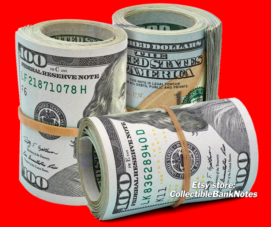 PICTURE for SALE: Banded Money Stack of 3 Rolls Hundred Dollar - Etsy