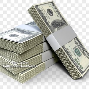PICTURE for SALE: Banded Money Stack of 5 Stacks Hundred Dollar Bills 100 PNG Graphic ...