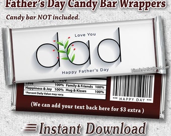 Instant Download Printable Happy Father's Day Chocolate Candy Bar ...