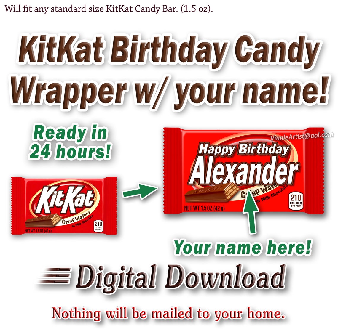 PRINTABLE Custom Kit Kat Birthday Candy Bar Wrappers Chocolate - Etsy